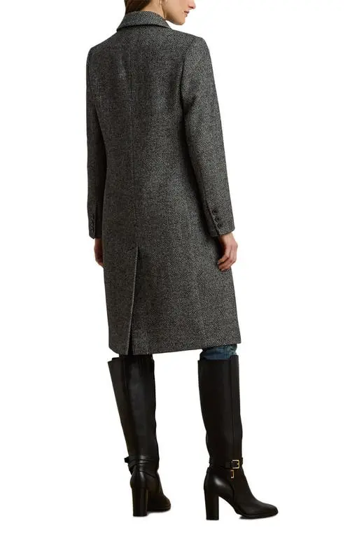 Ralph Lauren Wool Blend Tweed Coat - Black/cream