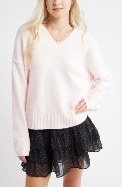 Bp. Oversized V-neck Sweater - Pink Primrose