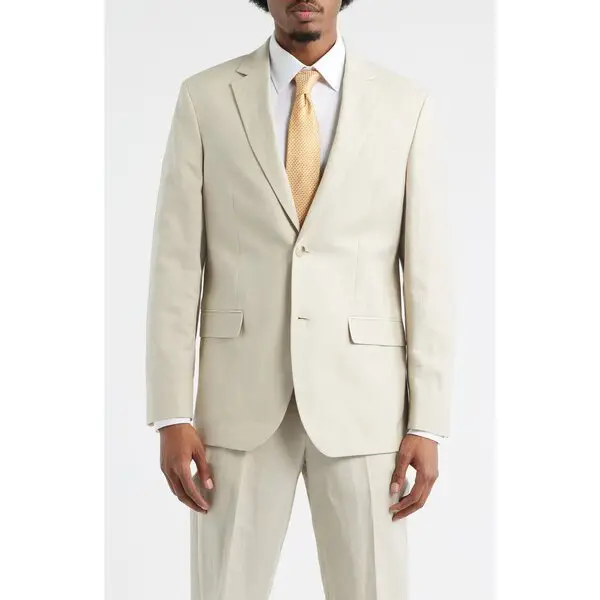 OPEN EDIT Slim Fit Solid Linen Blend Sport Coat - Beige Birch
