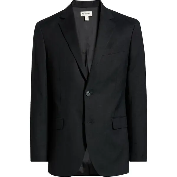 OPEN EDIT Slim Fit Solid Linen Blend Sport Coat - Black