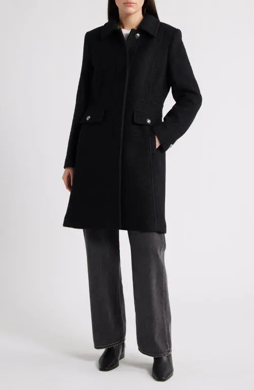 Sam Edelman Bouclé Longline Coat - Black