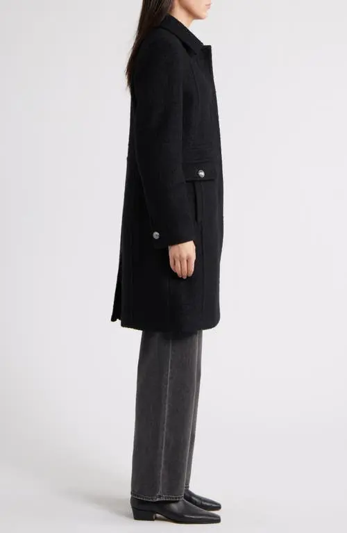 Sam Edelman Bouclé Longline Coat - Black