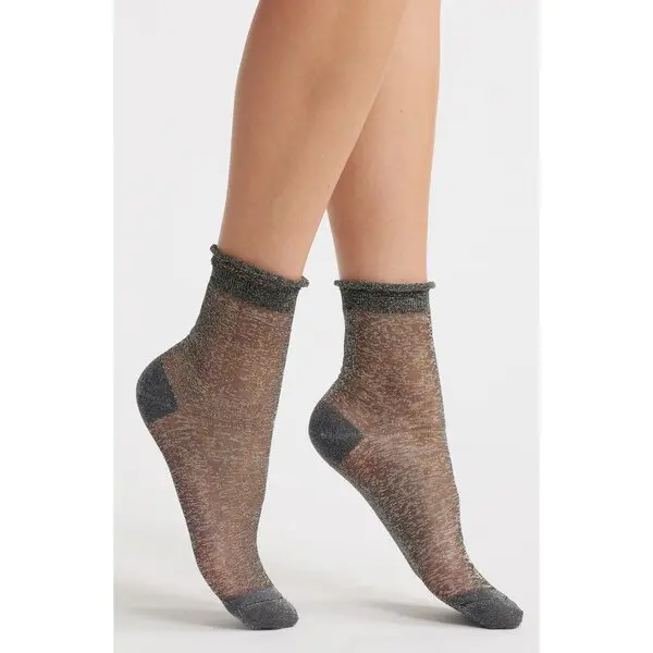 CASA CLARA Noelle Sparkle Crew Socks - Noir