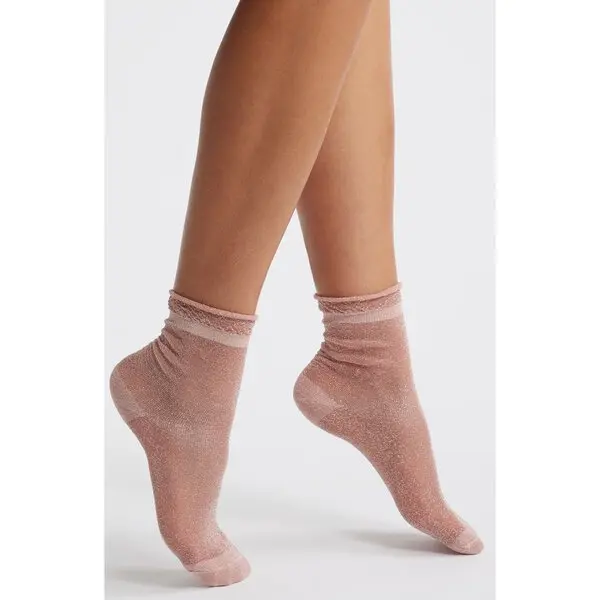 CASA CLARA Noelle Sparkle Crew Socks - Rose