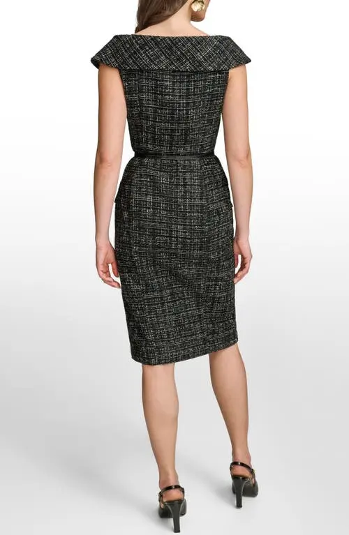 Donna Karan New York Double-Breasted Tweed Sheath Dress In Black/Cream -  40% Off | Editorialist