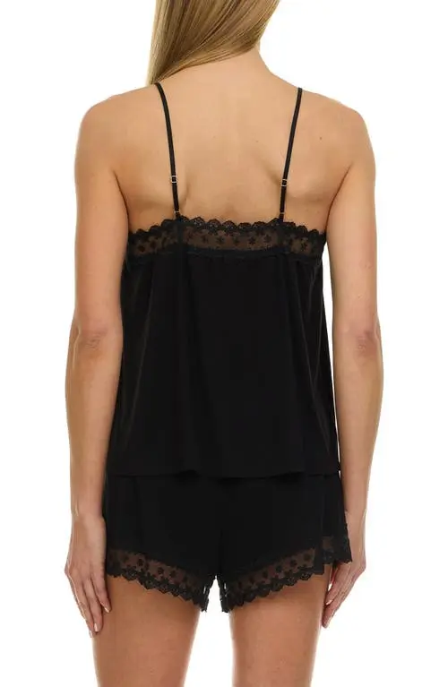 Flora Nikrooz Maven Lace Trim Jersey Short Pajamas - Black