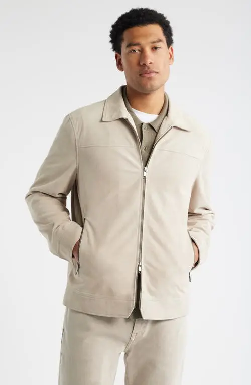 Nordstrom Suede Zip-front Jacket - Grey Feather