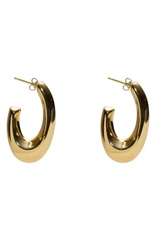 Argento Vivo Oval Hook Hoop Earrings - Gold