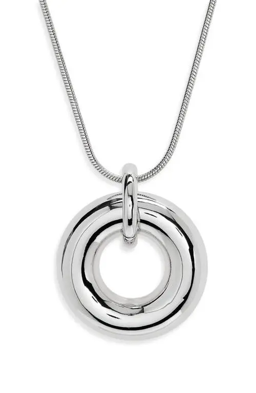 Nordstrom Circle Pendant Long Necklace - Silver