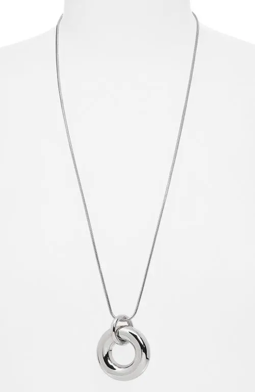 Nordstrom Circle Pendant Long Necklace - Silver