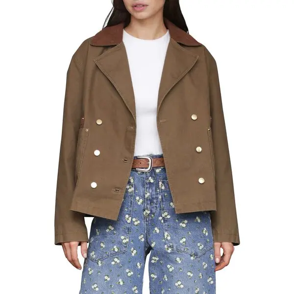 Avec Les Filles Cotton Twill Heritage Pea Coat