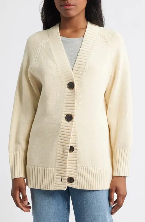 Madewell Oversized Cotton Cardigan - Blanched Almond
