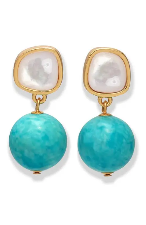 LIZZIE FORTUNATO Rio Mother-of-pearl & Amazonite Drop Earrings - Blue