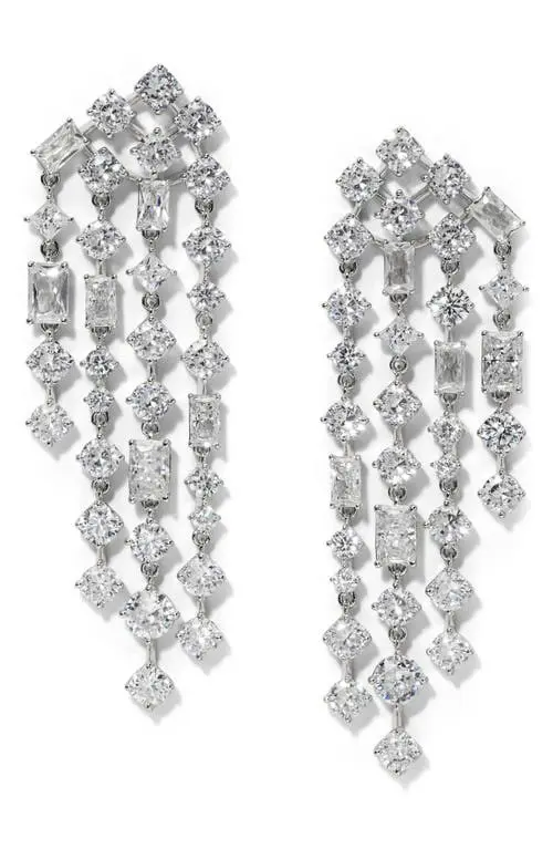 Nadri Sunshower Crystal Cascade Drop Earrings - Rhodium/clear