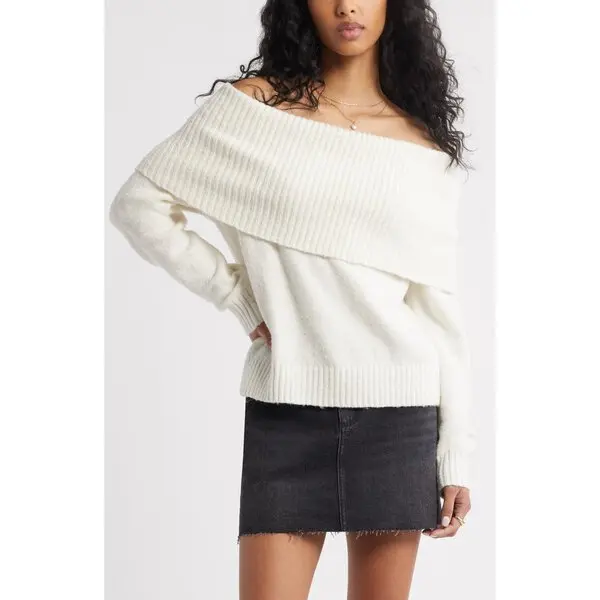 Bp. Off-the-shoulder Sweater - Ivory