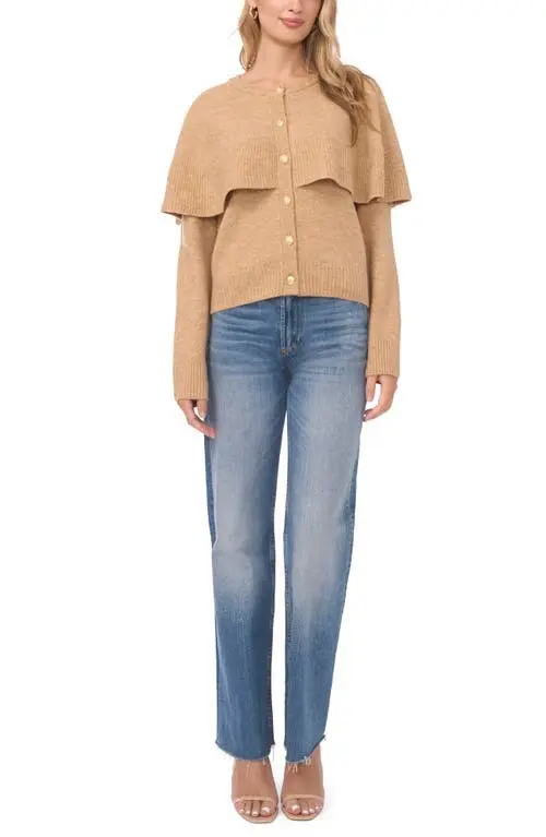Vince Camuto Cape Detail Cardigan - Latte Heather