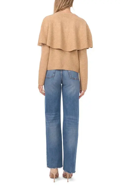 Vince Camuto Cape Detail Cardigan - Latte Heather