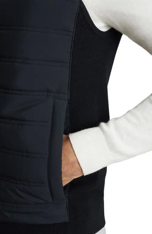 REISS William Mixed Media Vest - Navy