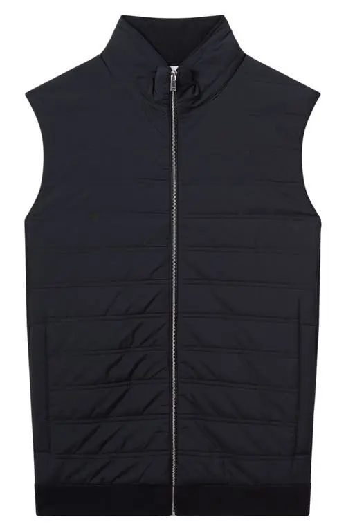 REISS William Mixed Media Vest - Navy