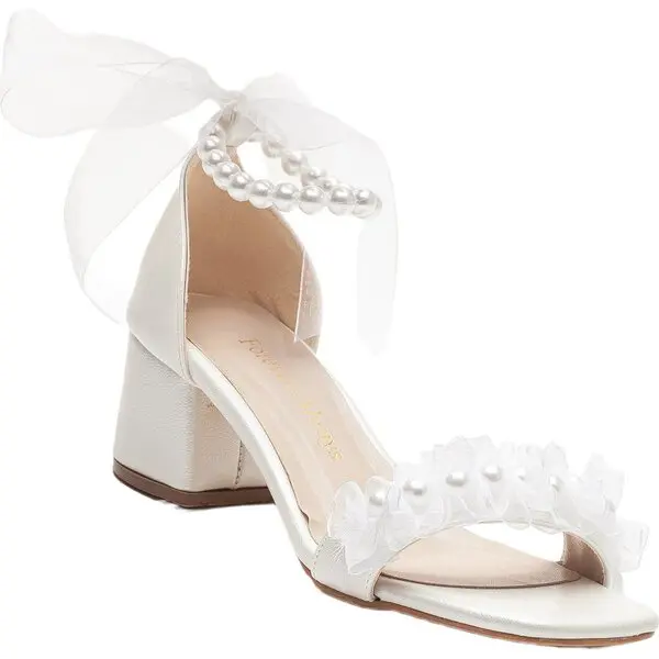 FOREVER & ALWAYS SHOES Sanna Lace Bridal Sandals - Ivory Faux Leather