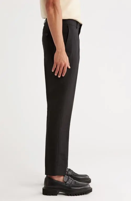 OPEN EDIT Linen Blend Tapered Pants - Black Caviar