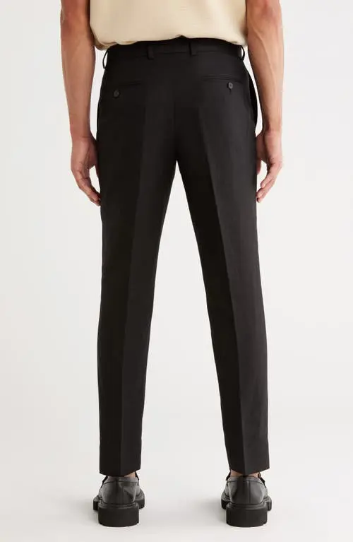 OPEN EDIT Linen Blend Tapered Pants - Black Caviar