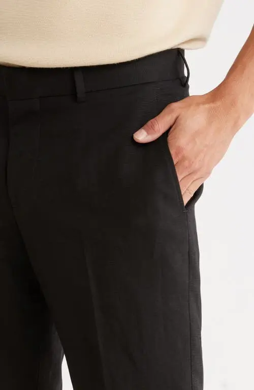 OPEN EDIT Linen Blend Tapered Pants - Black Caviar