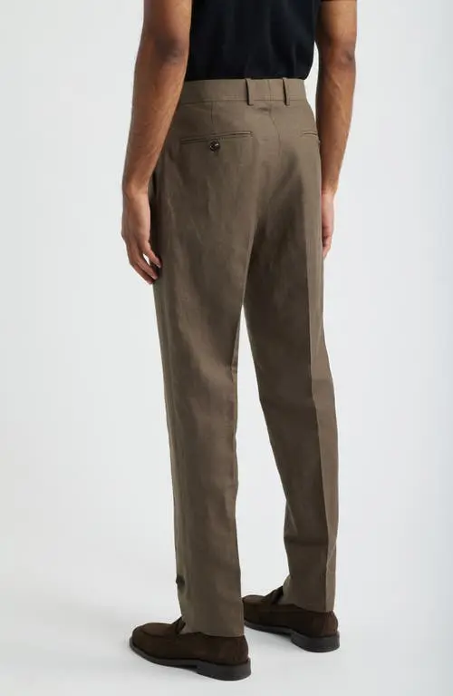 OPEN EDIT Linen Blend Tapered Pants - Brown Acorn