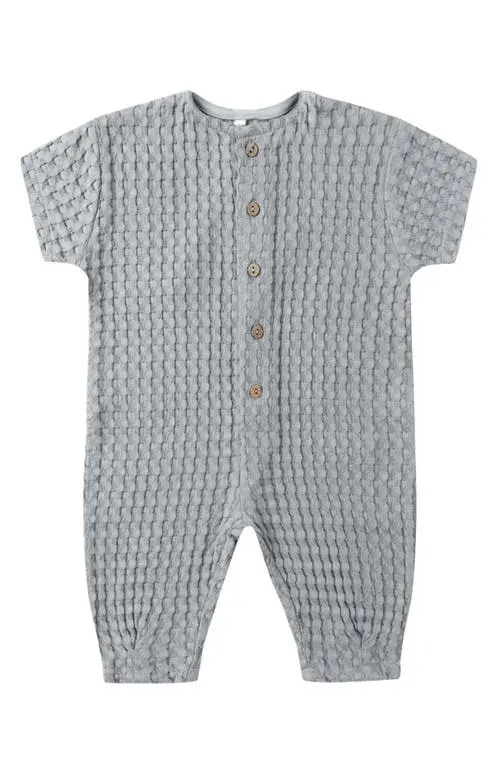 QUINCY MAE Hayes Waffle Knit Romper - Blue