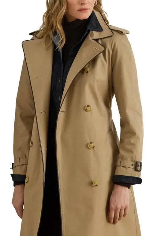 Ralph Lauren Double-breasted Belted Rain Coat - Sand