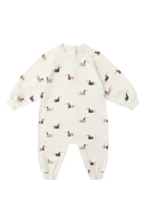 RYLEE + CRU Dachsund Print French Terry Romper - Natural