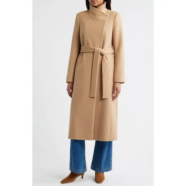 Sam Edelman Stand Collar Wrap Coat - Camel