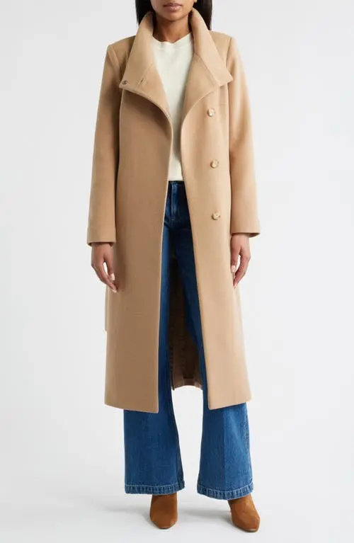 Sam Edelman Stand Collar Wrap Coat - Camel