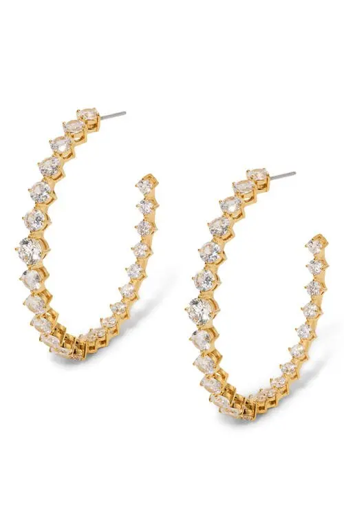 Nadri Sunshower Crystal Hoop Earrings - Gold/clear