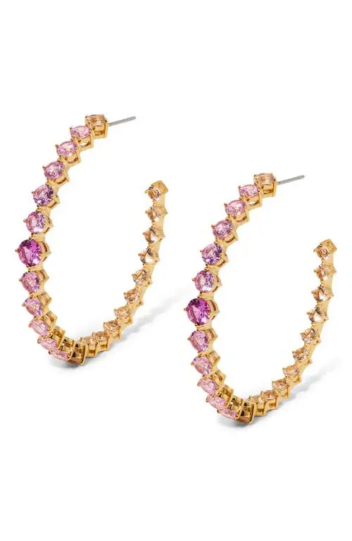 Nadri Sunshower Crystal Hoop Earrings - Gold/pink