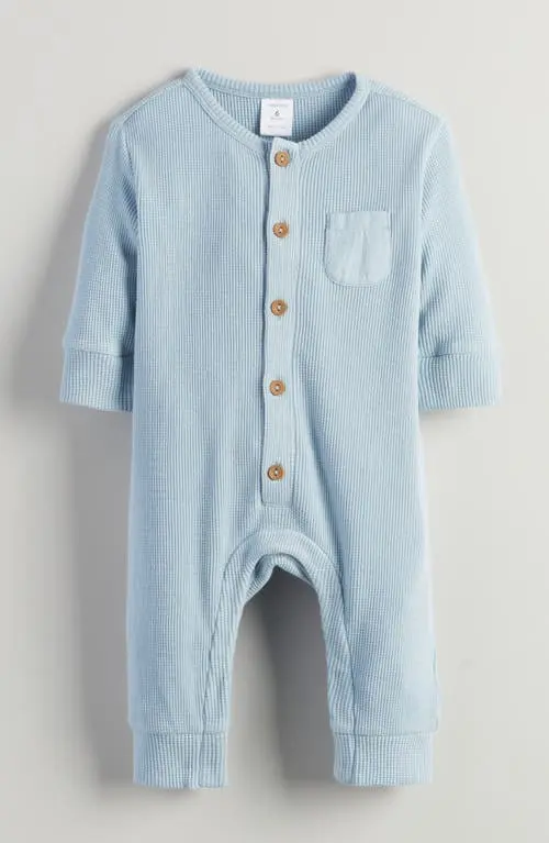 Nordstrom Waffle Knit Cotton Romper - Blue Fog