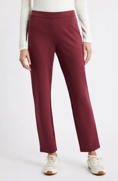 Caslon Pull-on Stretch Ponte Ankle Pants - Burgundy Tannin