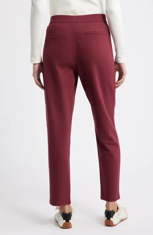 Caslon Pull-on Stretch Ponte Ankle Pants - Burgundy Tannin