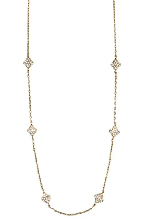 Argento Vivo Pavé Clover Station Necklace - Gold