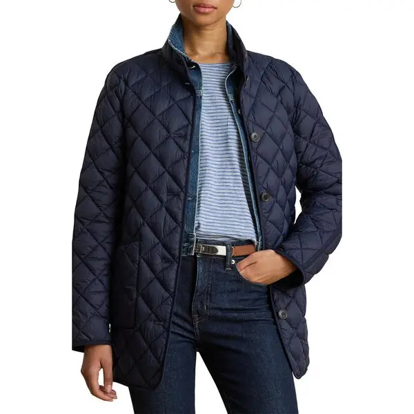 Ralph Lauren Diamond Quilted Puffer Jacket - Dark Navy