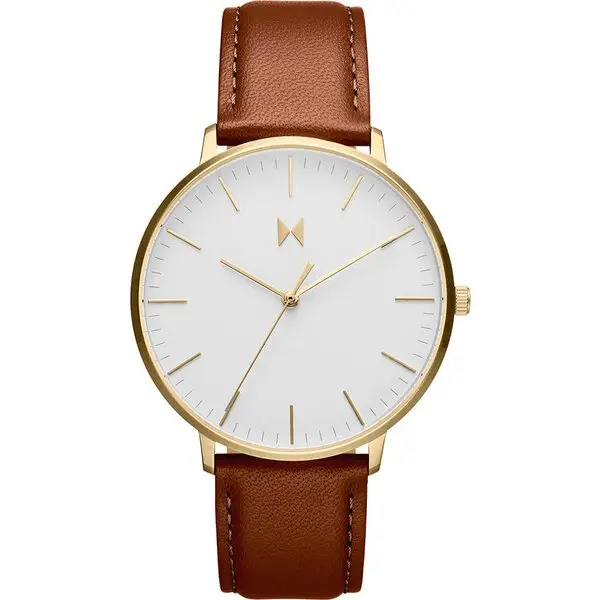 MVMT Legacy Slim Leather Strap Watch - White