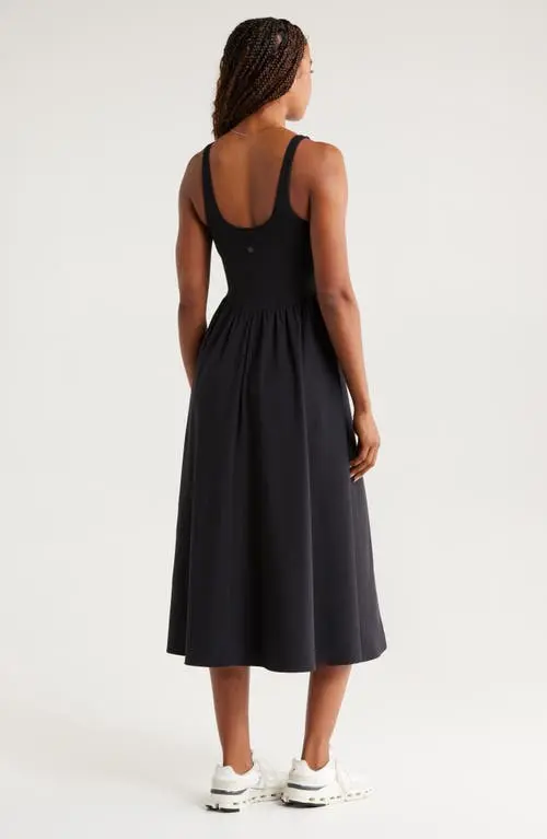 Zella Square Neck Midi Dress - Black