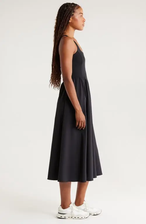 Zella Square Neck Midi Dress - Black