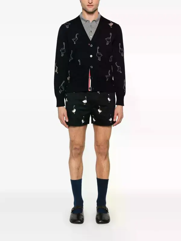 Thom Browne Intarsia-knit Virgin Wool Cardigan - Blue