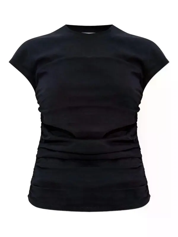 Isabel Marant Étoile Gathered-detail Cotton T-shirt - Black