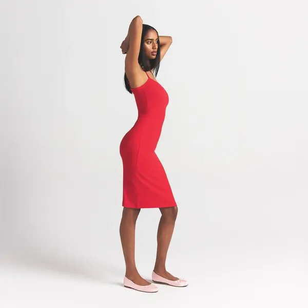 SKIMS Soft Lounge Midi Slip Dress - Cherry