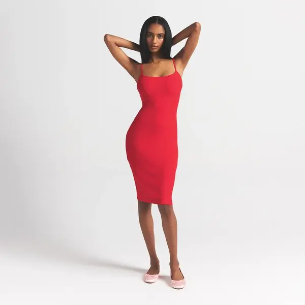 SKIMS Soft Lounge Midi Slip Dress - Cherry