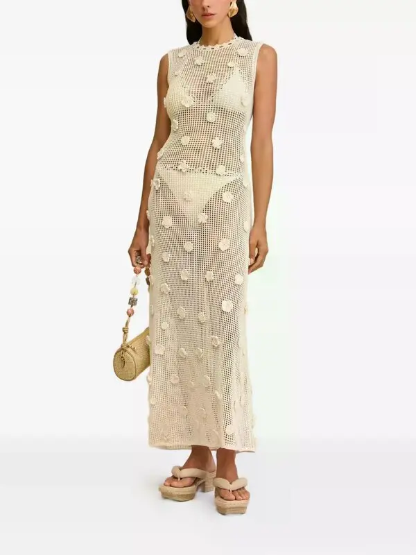 Cult Gaia Flower-Embellished Crochet Vermeer Dress - White | Editorialist