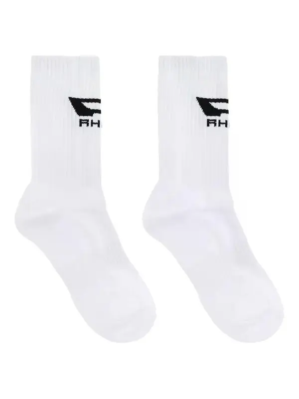 Rhude Ribbed Logo Socks - White
