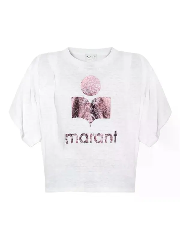 MARANT ETOILE Metallic Logo Linen T-shirt - White
